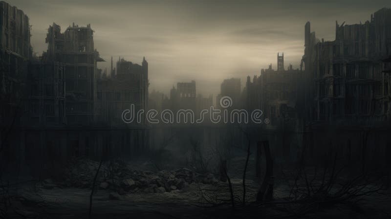 Dark days in a dystopia stock illustration. Illustration of total ...