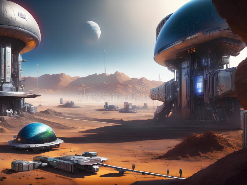 Landscape Illustration of Expanse Scifi Spacescape Ceres Colony Stock ...