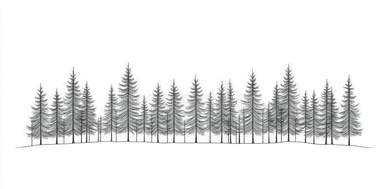 A Landscape Illustration Featuring Young Spruce Trees in a Field ...