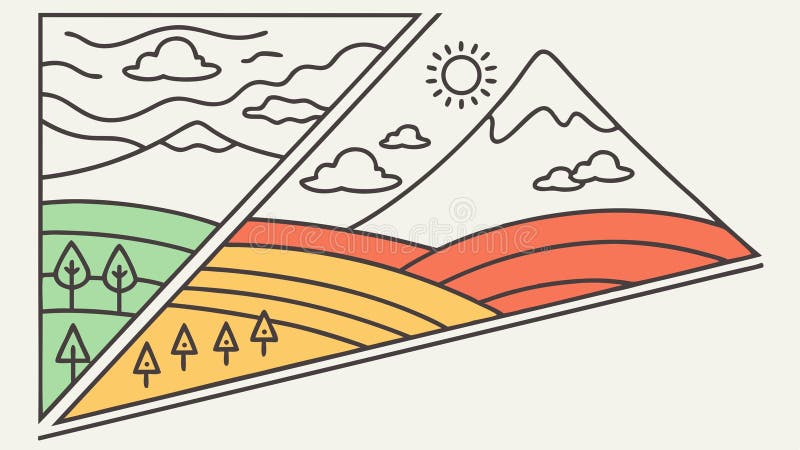 Landscape Illustration with Layers of Fields and Hills, Vector Design ...