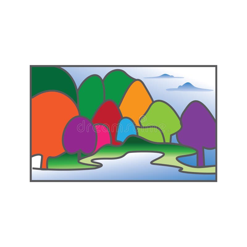 Landscape Illustration Trees Lake Vector Design Stock Vector ...
