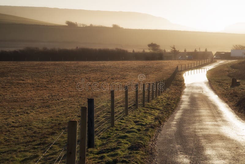 Landscape Image of Flooded Country Lane in Farm Stock Photo - Image of ...