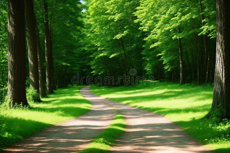 A Long Path through the Forest. Stock Illustration - Illustration of ...