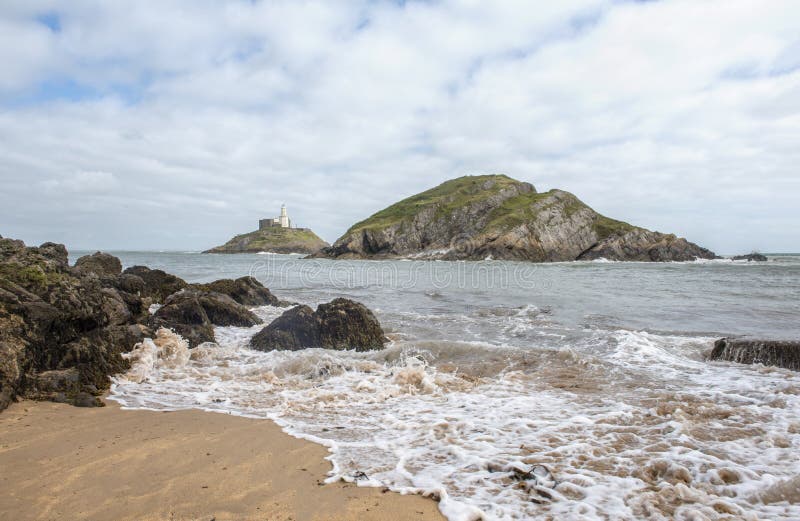 Landscape Image of Mumbles Lighthouse Stock Photo - Image of lighthouse ...