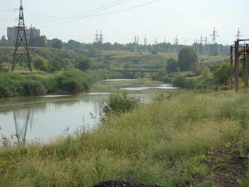 Landscape Image of Open Area with Scattered Vegetation, a Meandering ...
