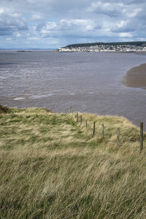 Landscape Image of Weston-Super-Mare Seen from Sea Cliffs at Brean Down ...