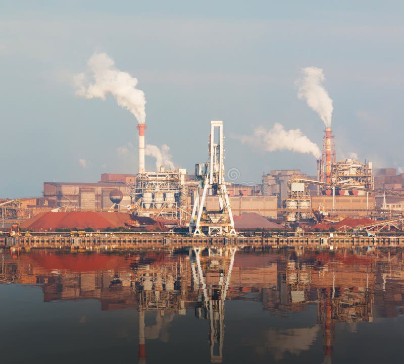 Landscape of Industry with Reflection on Water Stock Image - Image of ...