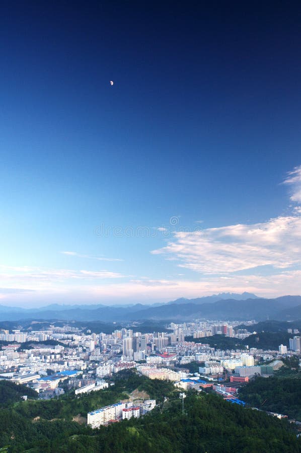 Landscape of an Inland City in China Stock Image - Image of apartments ...
