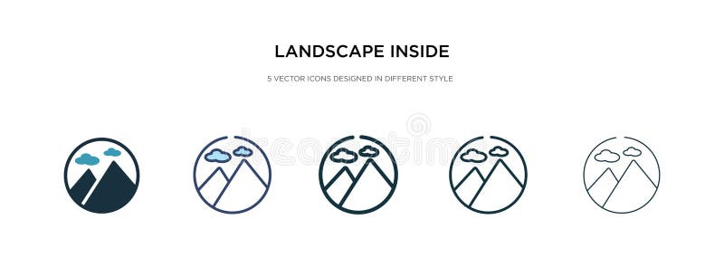 Landscape Inside Frame Icon in Different Style Vector Illustration. Two ...