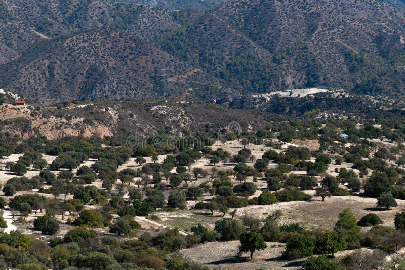 Landscape of the Island of Cyprus - Mountains and a Plains Stock Image ...