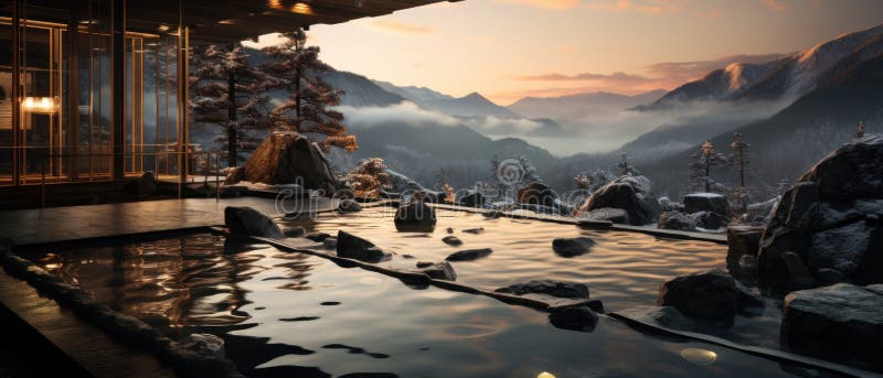 Landscape Japan Onsen Generative with Ai Stock Image - Image of japan ...