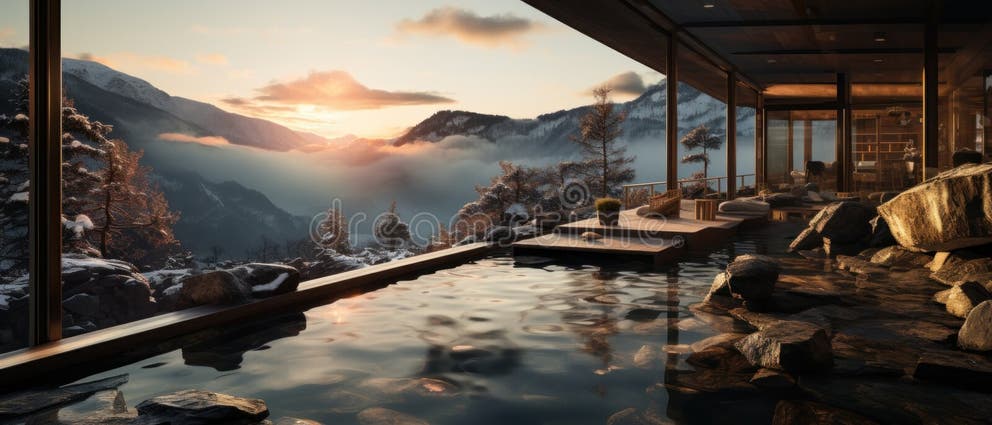 Landscape Japan Onsen Generative with Ai Stock Image - Image of asian ...
