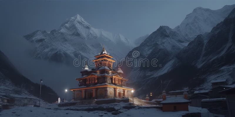 Landscape of Kedarnath Hindu Architecture Shiv Mandir Stock ...