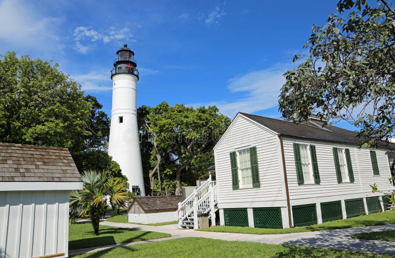Landscape with Key West Lighthouse Stock Image - Image of lighthouse ...