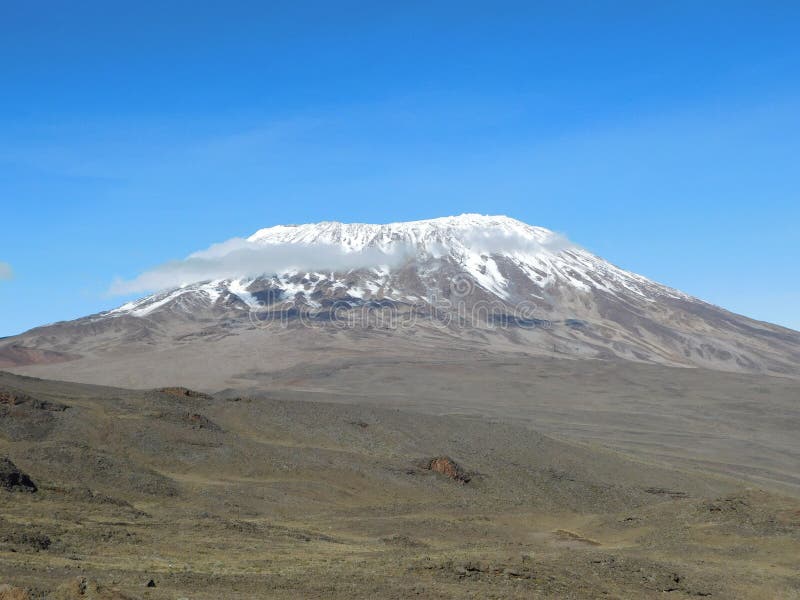 Landscape of the Kibo Volcanic Cone of Mount Kilimanjaro Under Sunlight ...