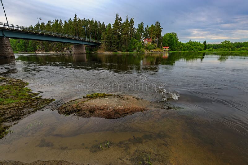 Landscape of Kymijoki River at Summer Overcast Day. Finland. Stock ...