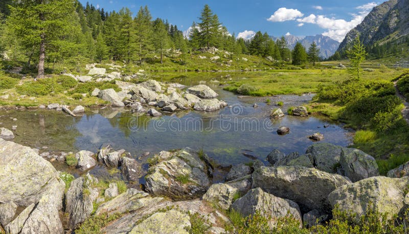 The Landscape at Lago D Arpy Lake Stock Photo - Image of beautiful ...