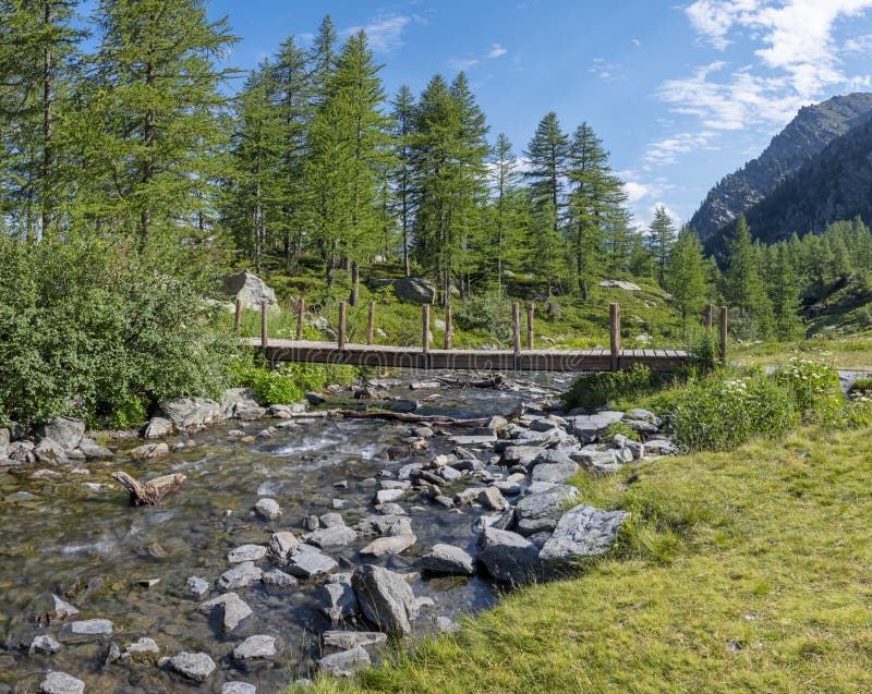 The Landscape at Lago D Arpy Lake Stock Image - Image of mountaineering ...