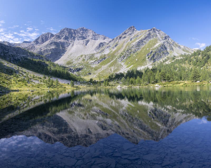 The Landscape at Lago D Arpy Lake Stock Image - Image of peak, lago ...