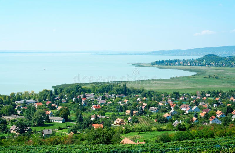 Landscape of Lake Balaton stock image. Image of szigliget - 20809763
