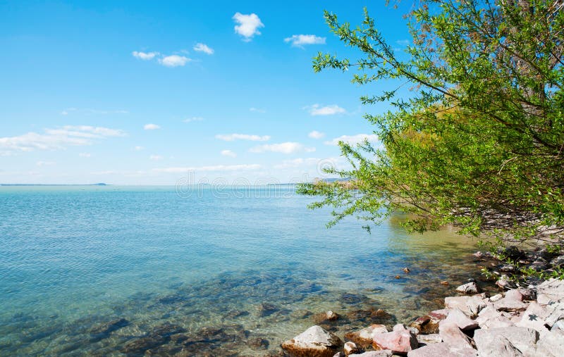 Landscape of Lake Balaton stock image. Image of tree - 24291531