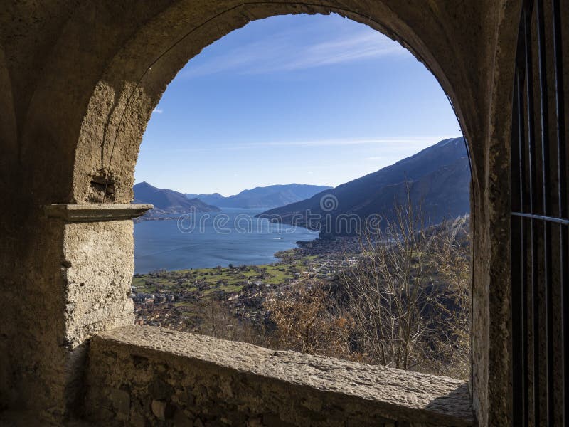 Landscape of Lake Como from the Alps of Peglio Stock Photo - Image of ...