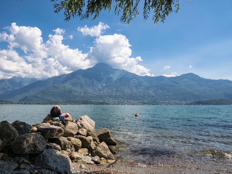 Landscape of Lake Como from Domaso Village Stock Image - Image of ...