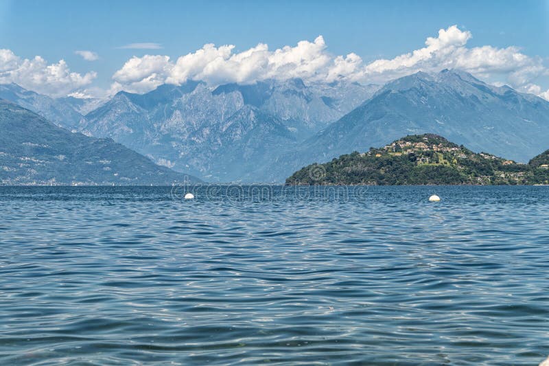 Landscape of Lake Como and the Peninsula of Piona Stock Image - Image ...
