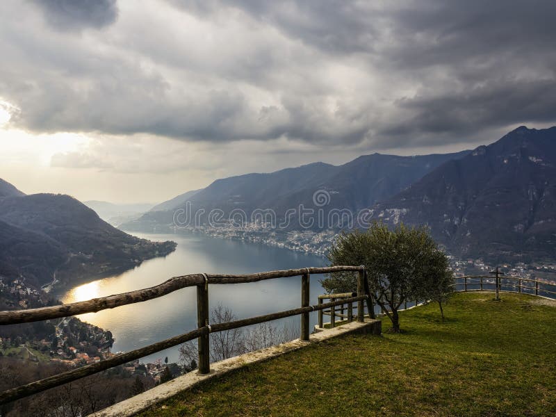 Landscape of Lake Como at Sunset Hours Stock Photo - Image of nature ...