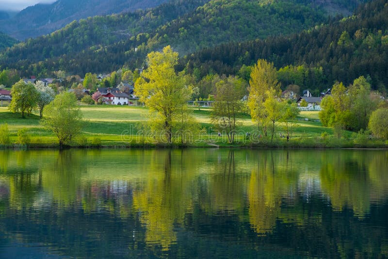 Landscape with Lake Reflections Stock Photo - Image of park ...