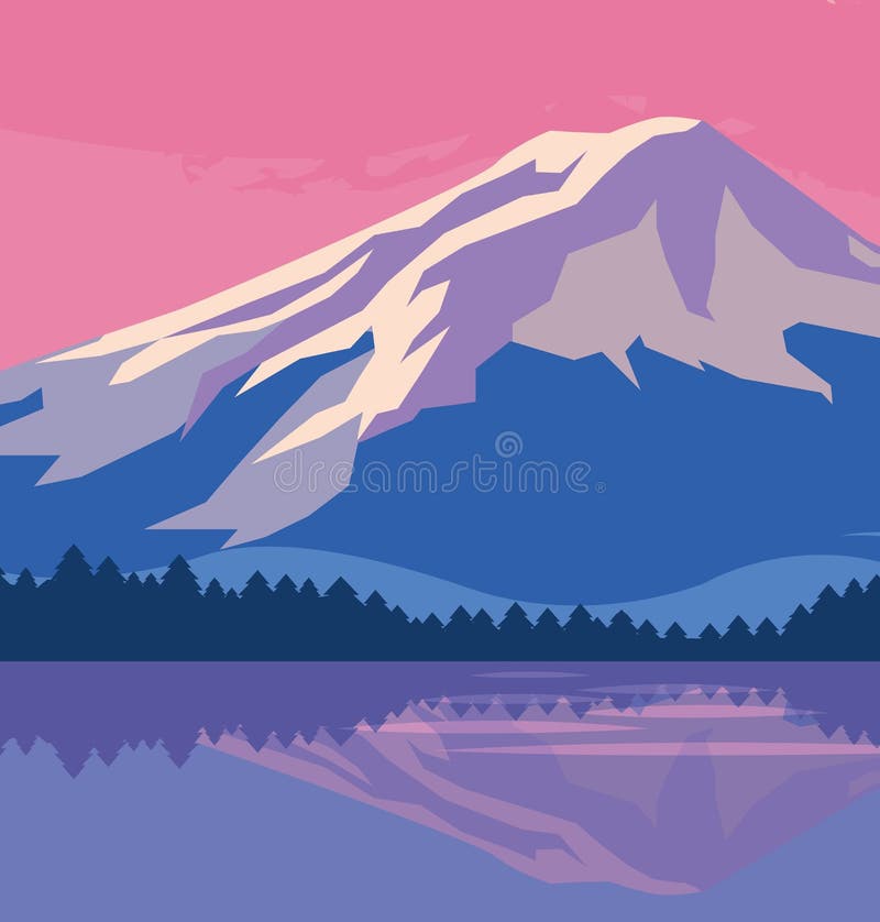 Landscape with Lake Scene Icon Stock Vector - Illustration of ecology ...