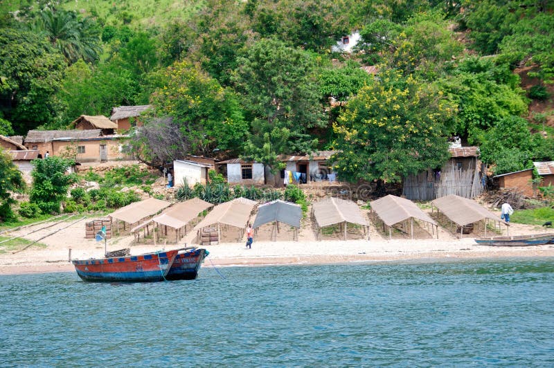 Landscape of Lake Tanganyika Stock Image - Image of harbor, stanley ...