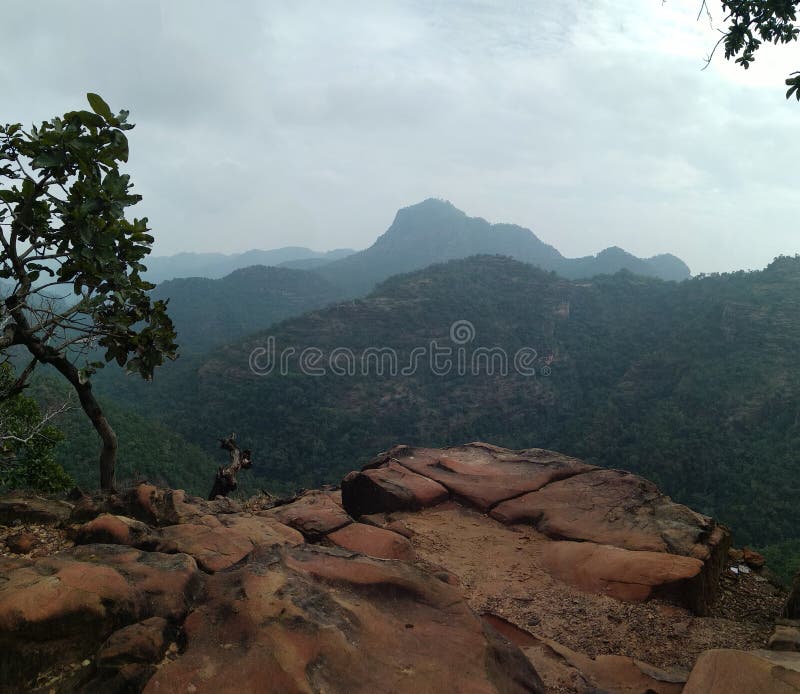 Landscape of Layers of Mountains and Rocks in Front. Stock Photo ...