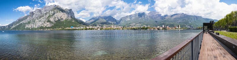 Landscape of Lecco Town from Malgrate Lakeside Stock Image - Image of ...