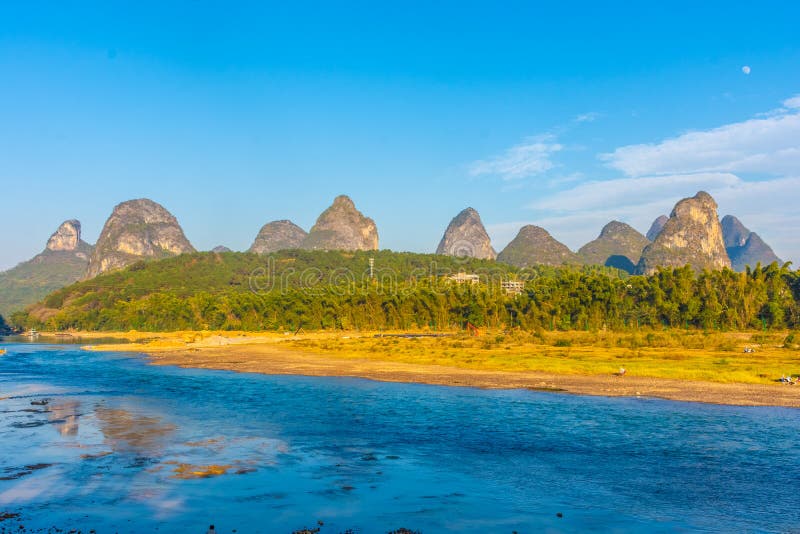 Landscape of the Li River in Yangshuo, China Stock Photo - Image of ...
