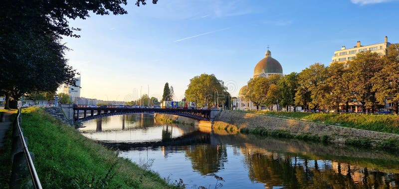 Landscape of Liege Belgium Bridge, River, Water Editorial Photo - Image ...