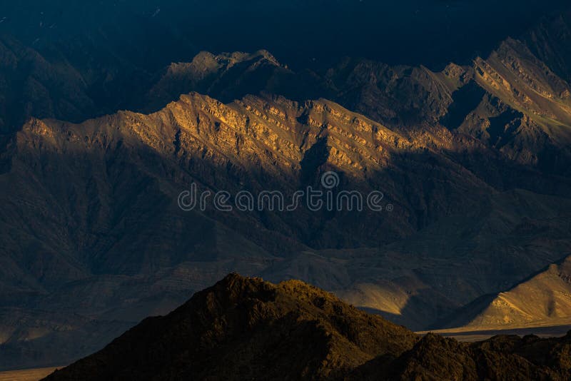 Landscape of Light and Shadows Falling on Mountains As Fine Art Stock ...