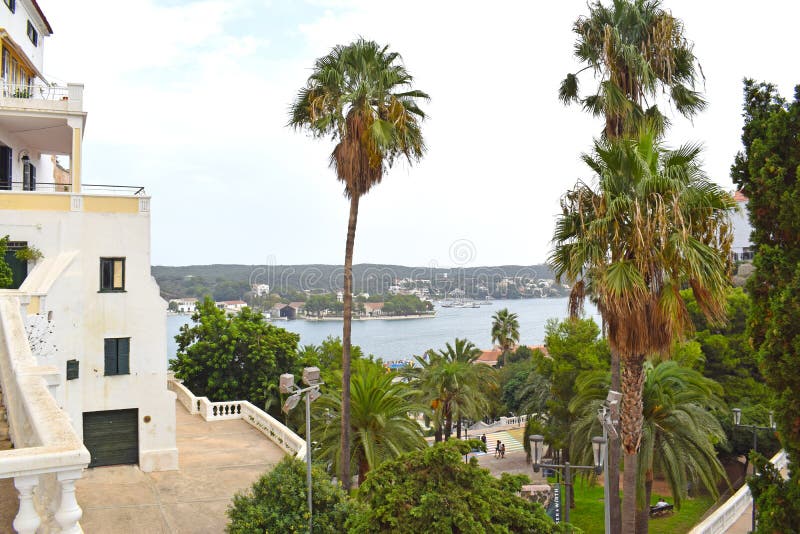 Landscape in Mahon Menorca Spain Stock Image - Image of trees, water ...