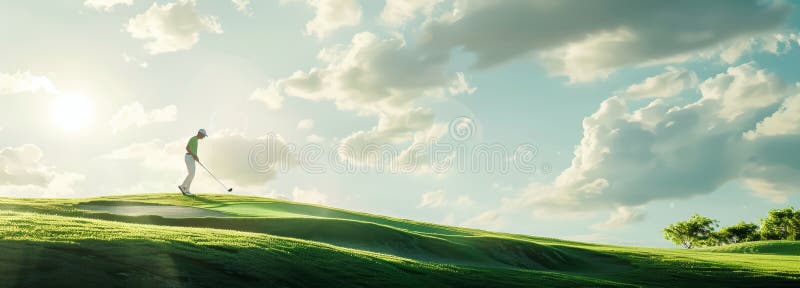 Man on golf course stock illustration. Illustration of golfer - 341951242