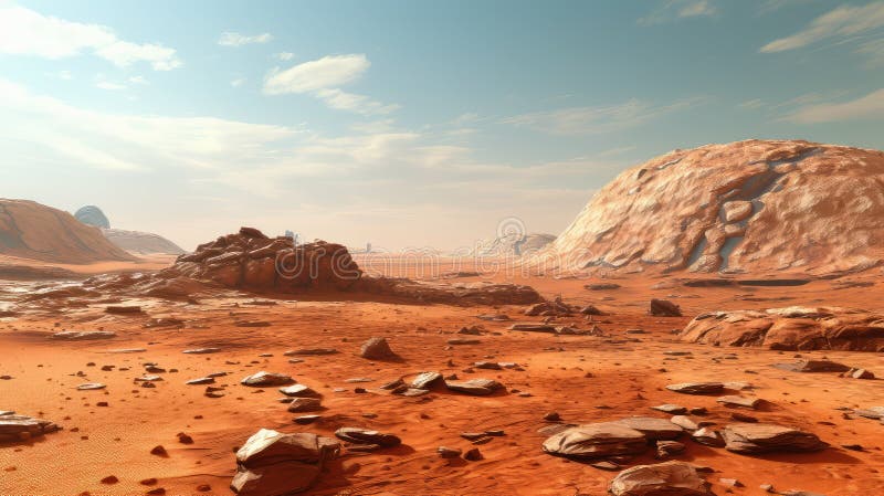 Landscape Mars Regolith Mountain Stock Illustration - Illustration of ...