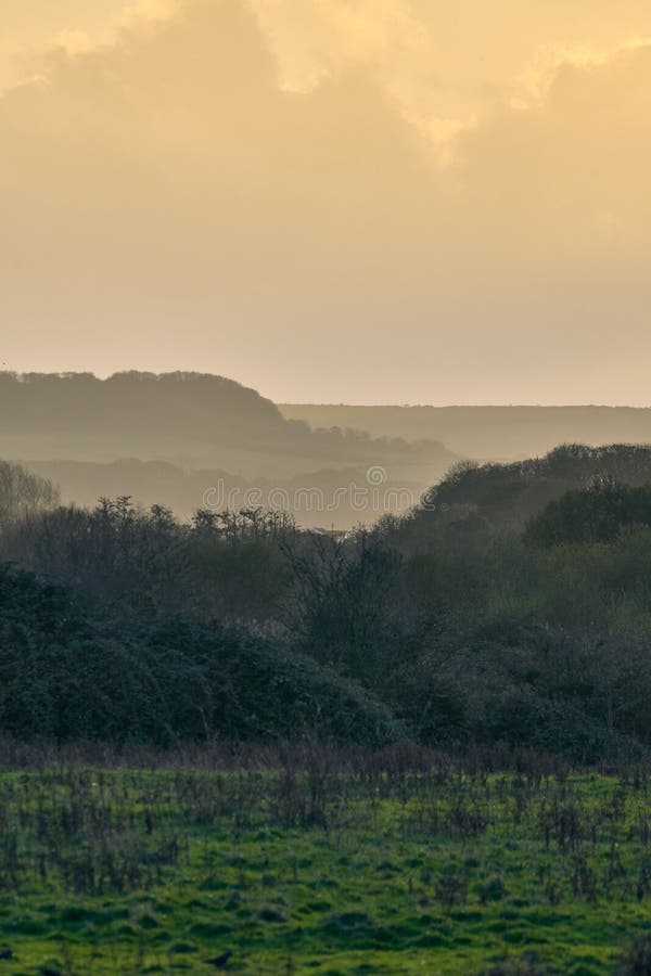 Landscape of the Marshes at Brading on the Isle of Wight at Sunset ...