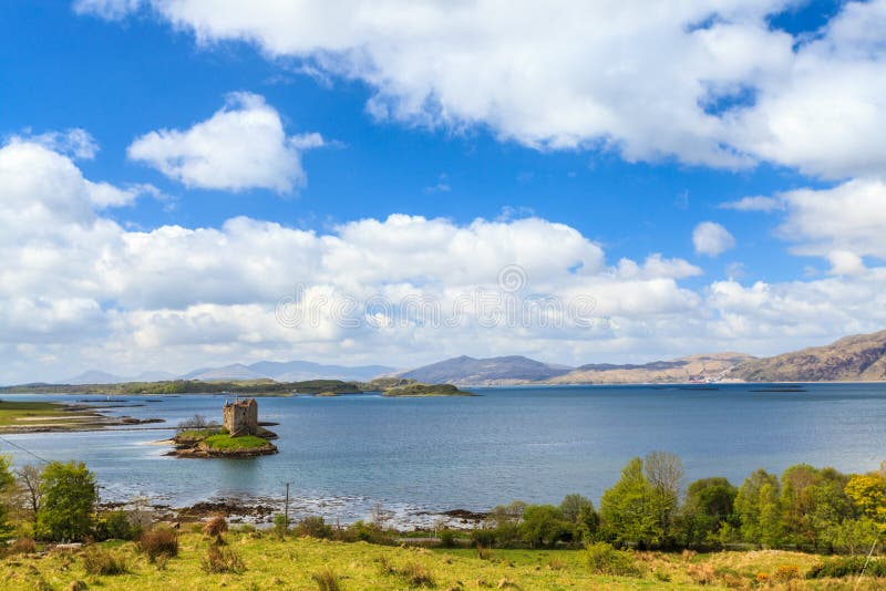 Landscape with Medieval Castle on a Island Stock Image - Image of ...