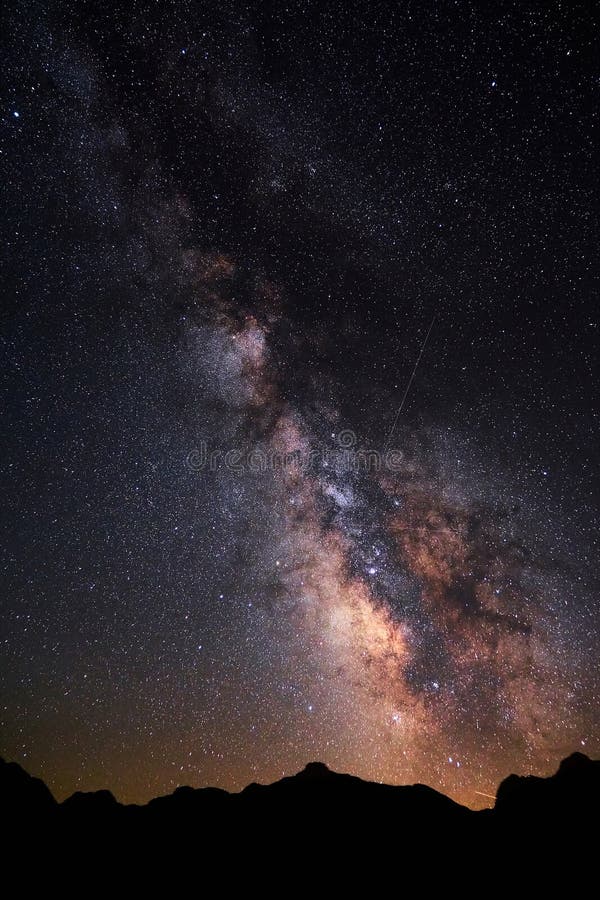 Landscape with the Milky Way and Stars Over the Moutains Stock Photo ...