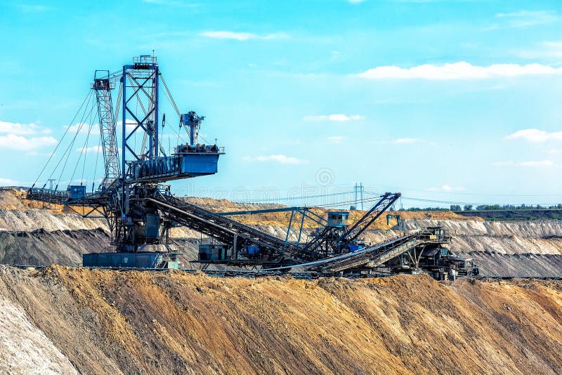 Landscape with Mine Machine Stock Image - Image of gravel, machine ...