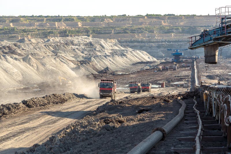 Landscape with Mine Machine Stock Photo - Image of lake, gravel: 56300156