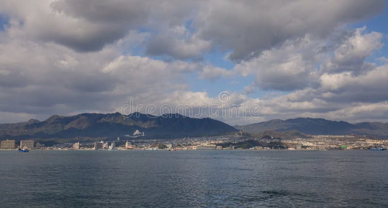 Miyajimaguchi Town in Hiroshima, Japan Stock Image - Image of cityscape ...