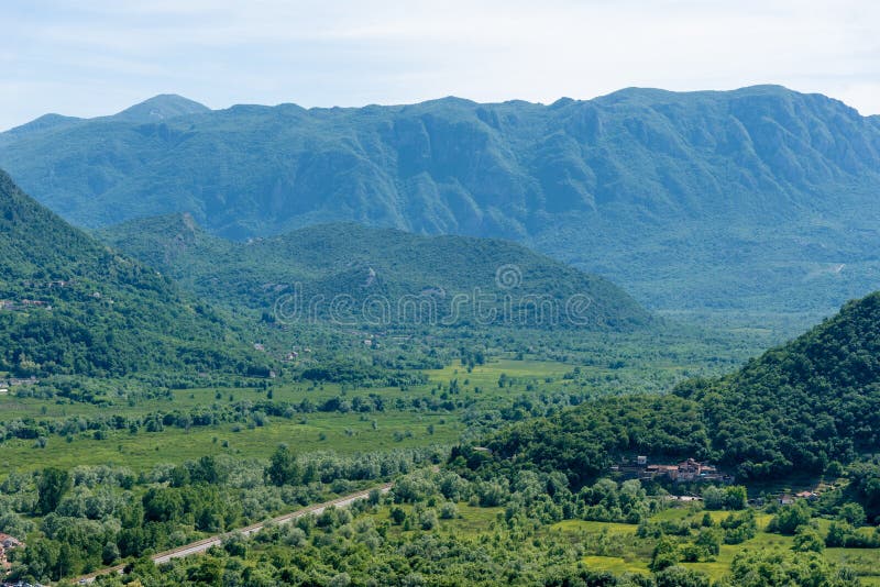 Landscape of Montenegro Mountains, Mountain Range in Haze Summer Stock ...