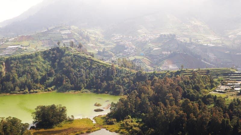 Landscape in the Morning at Dieng, Central Java, Indonesia Stock Image ...