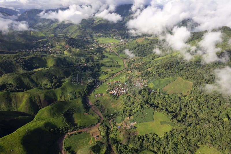 Landscape of Morning Mist with Mountain Layer. Mountain Ridge and ...