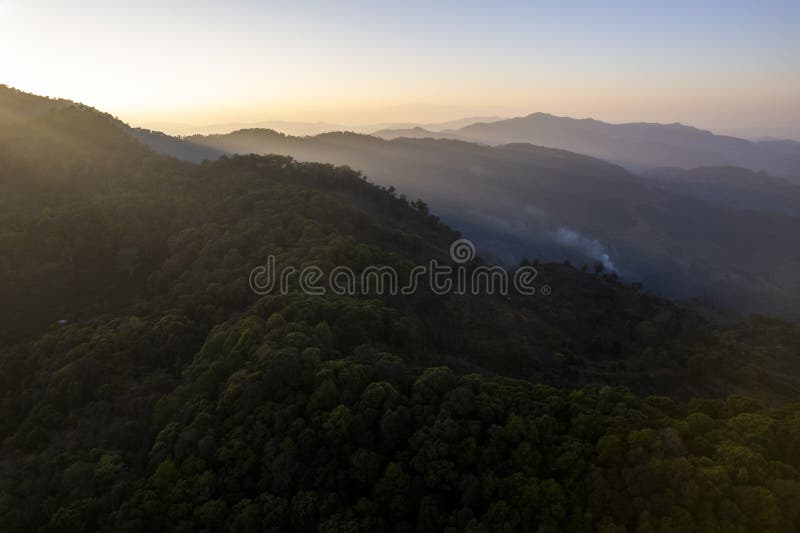Landscape of Morning Mist with Mountain Layer. Mountain Ridge and ...